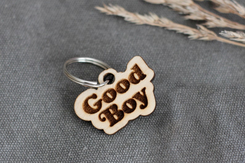 Good Boy Badge Style Engraved Wooden Pet Tag / Unique Pet Tag - Etsy