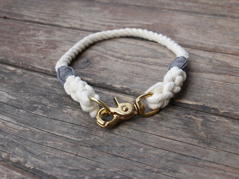 Natural Cotton Rope Dog Collar Handmade Dog ID Collar | Etsy