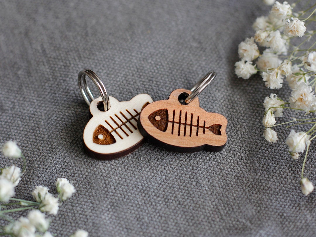 Wooden Fish Cat ID Tag / Cat Tag / Cat Name Tag / Engraved Cat Tag ...