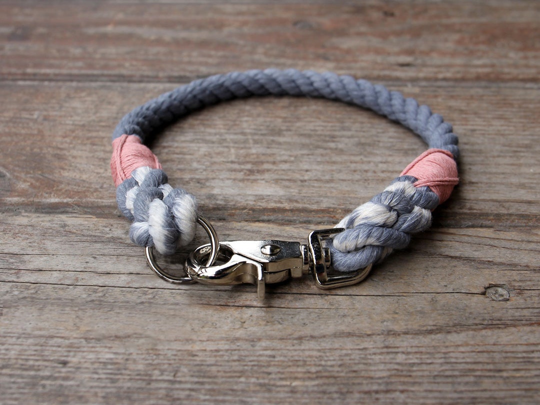 Seaside Blue Natural Cotton Rope Dog Collar - Nautical Dog Collar ...
