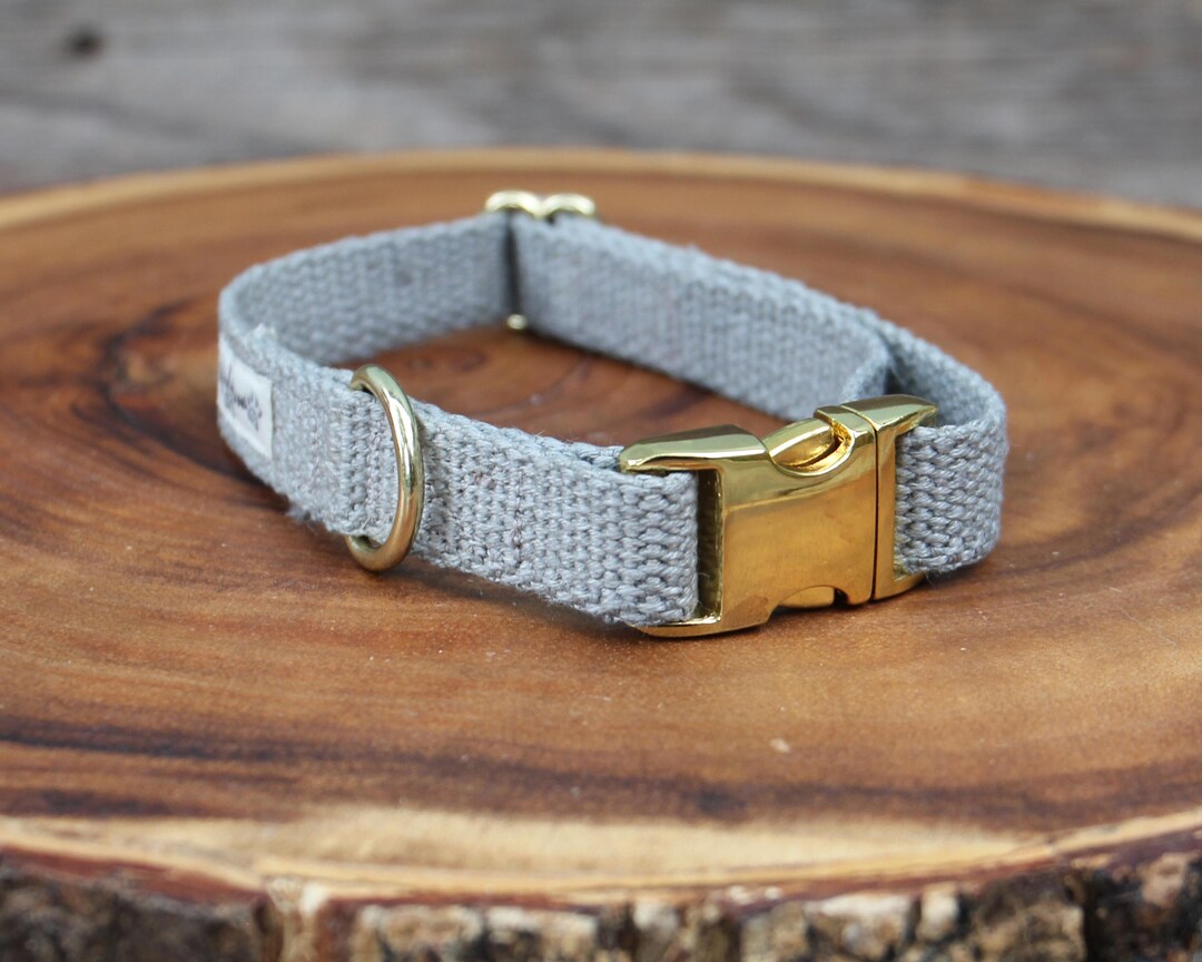 Gray Pebble Beach Just Hemp Dog Collar - Natural Dog Collar, Adjustable ...