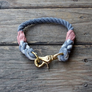 Seaside Blue Natural Cotton Rope Dog Collar - Nautical Dog Collar ...