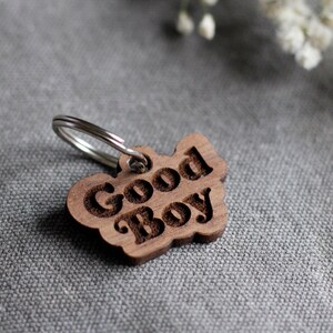 Good Boy Badge Style Engraved Wooden Pet Tag / Unique Pet Tag / Pet Tag ...