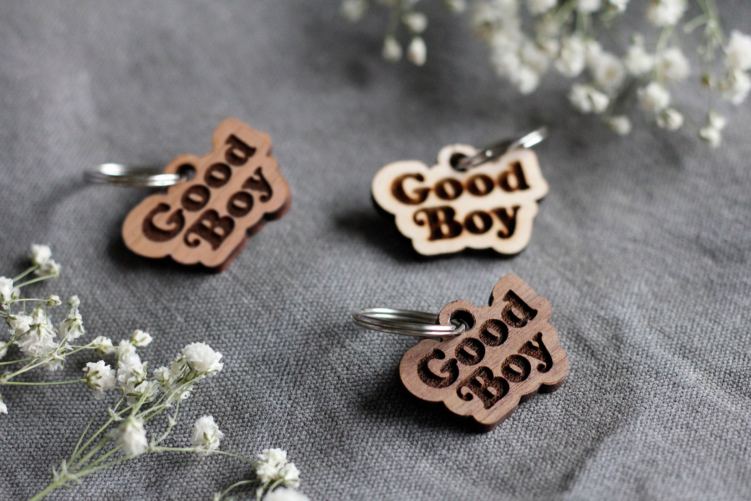 Good Boy Badge Style Engraved Wooden Pet Tag / Unique Pet Tag - Etsy