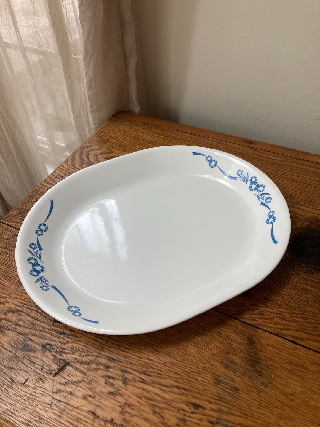 Vintage Corelle by Corning Blue Cornflower 12 Oval Serving Platter - Etsy
