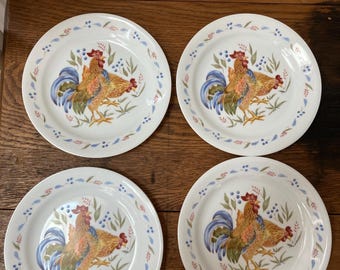 Set of Four Corelle Country Morning 10 Dinner Plate, Corelle Rooster ...