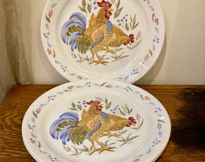 Set of Four Corelle Country Morning 10” Dinner Plate, Corelle Rooster ...