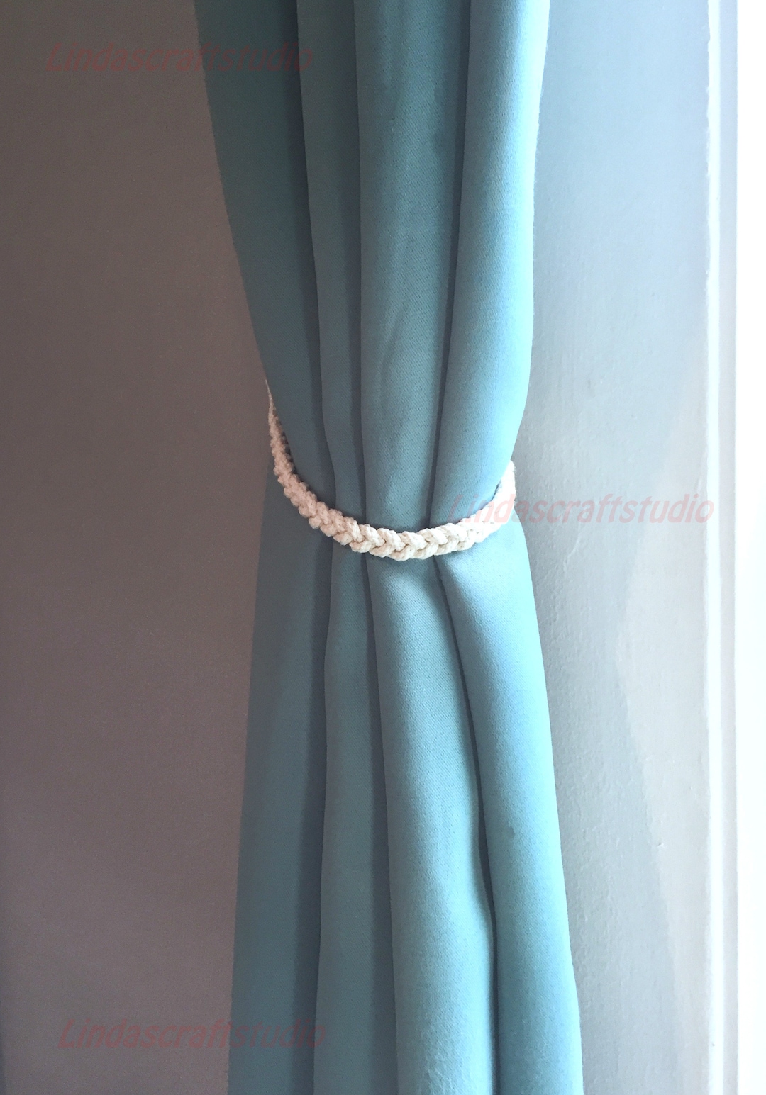 Nautical Pigtail Knot Tieback, Natural White Cotton Rope Tieback ...