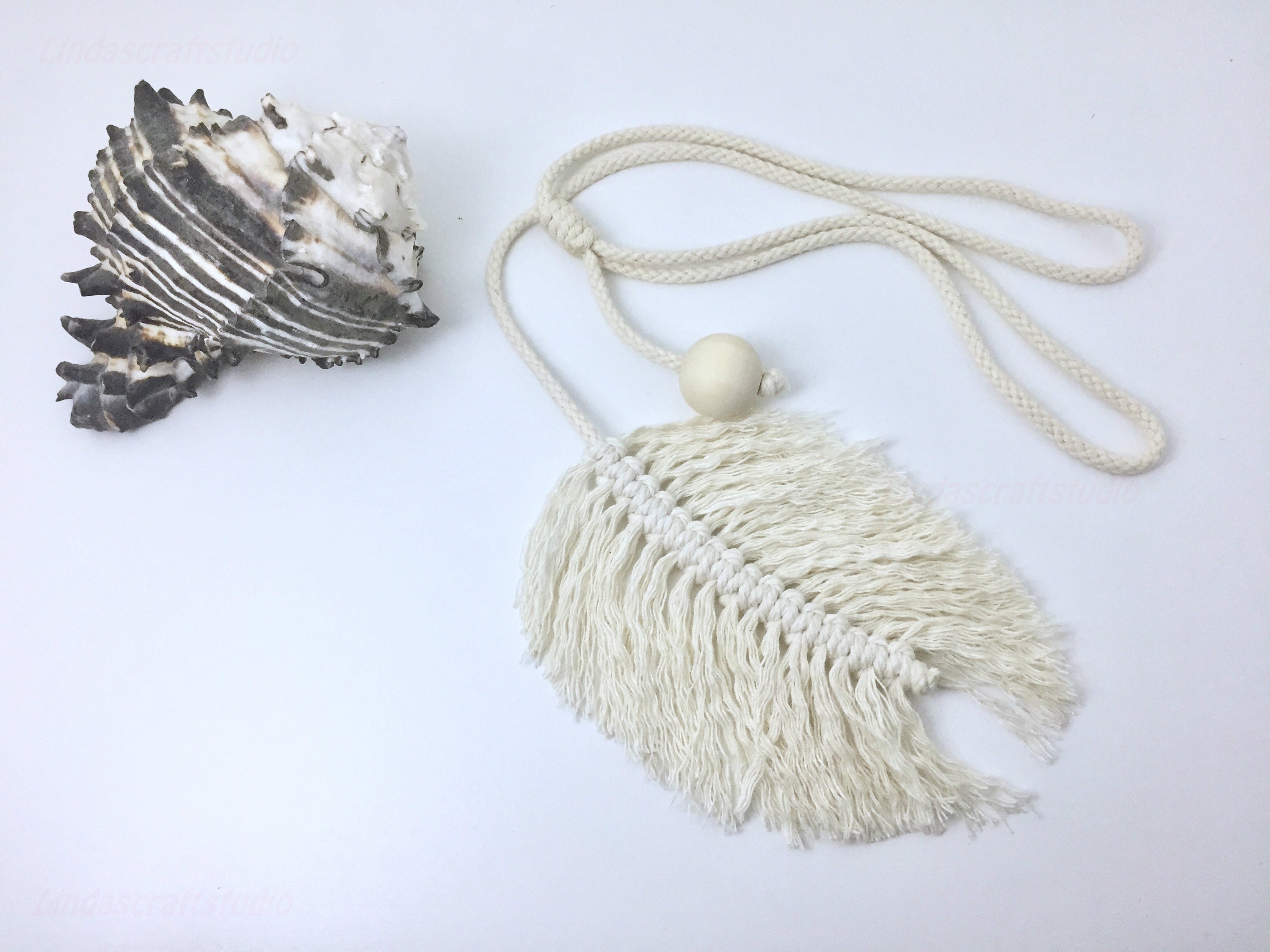 Macrame Bead and Feather Curtain Tiebacks Nautical Curtain | Etsy