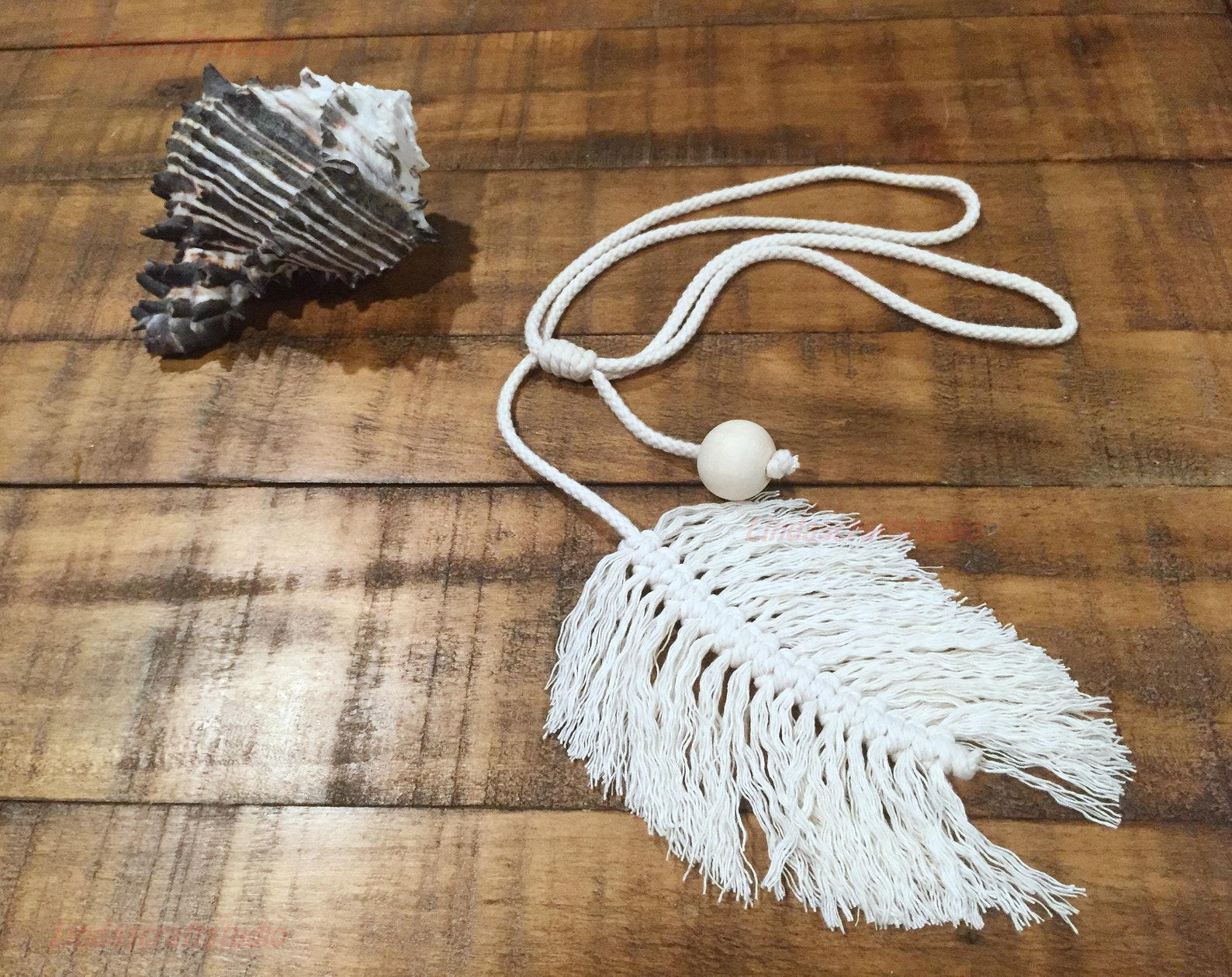 Macrame Bead and Feather Curtain Tiebacks Nautical Curtain | Etsy