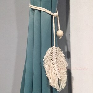 Macrame Bead and Feather Curtain Tiebacks, Nautical Curtain Holders ...