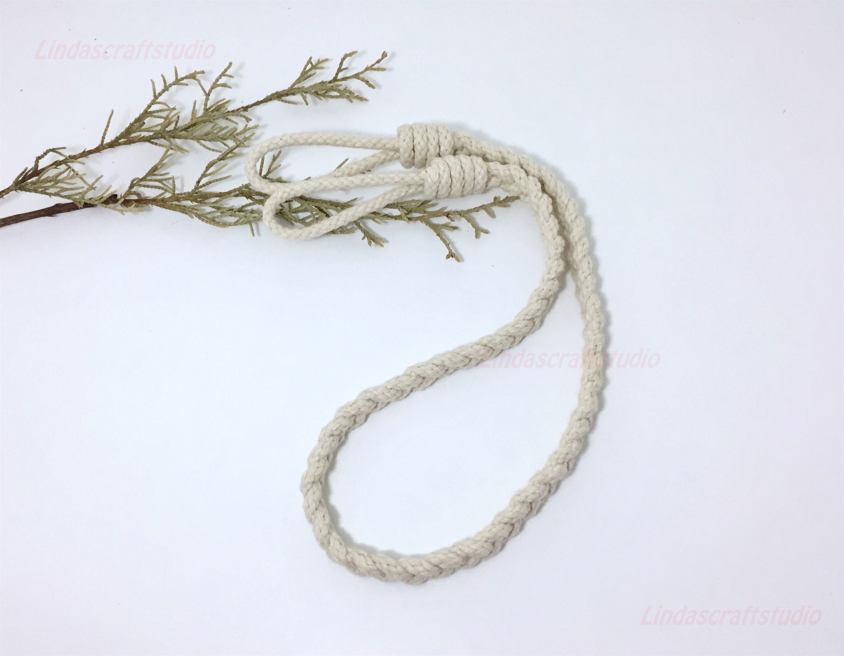 Nautical Pigtail Knot Tieback Natural White Cotton Rope | Etsy