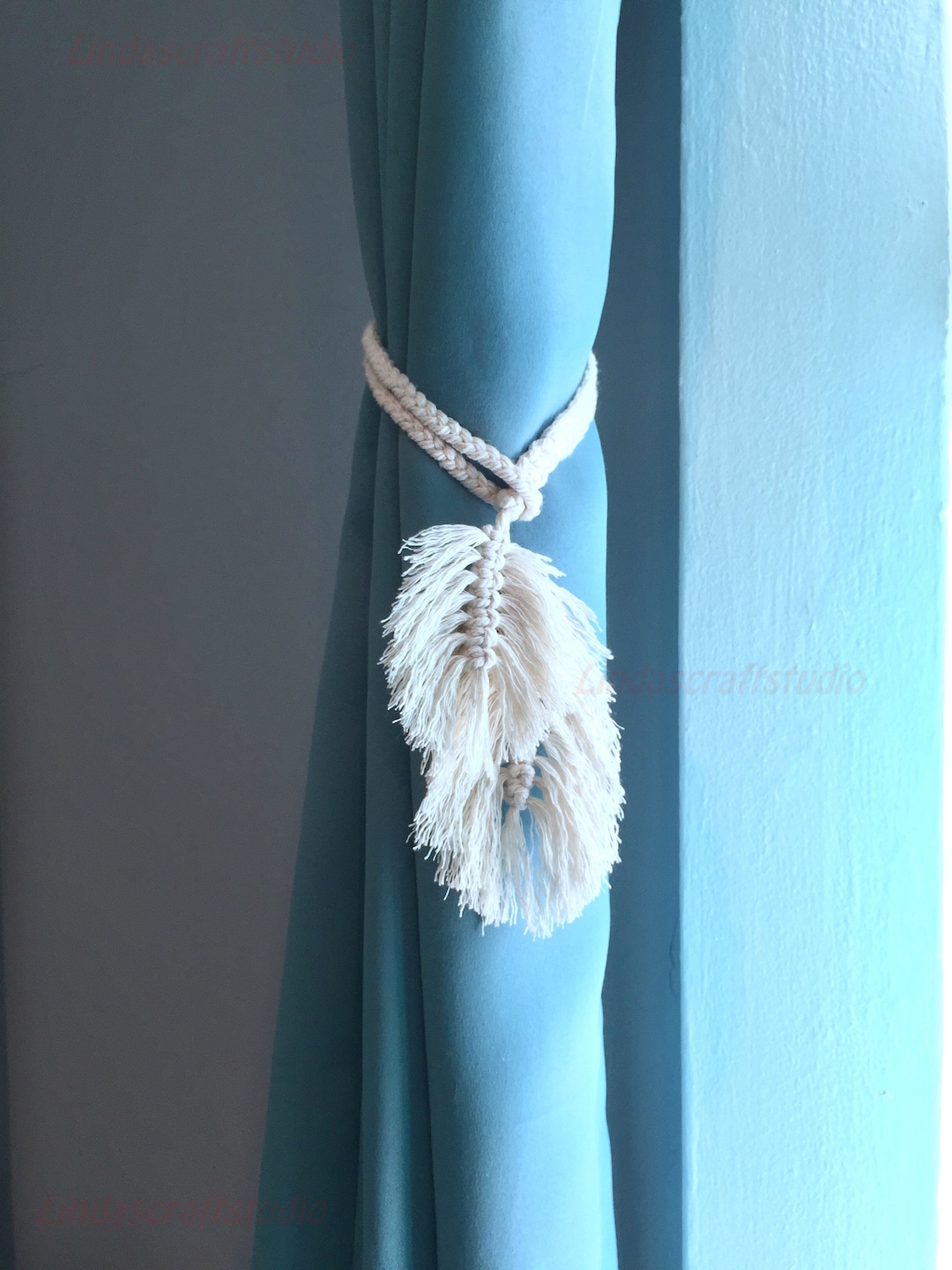 Macrame Feather Curtain Tiebacks: Boho Nursery Decor - Etsy