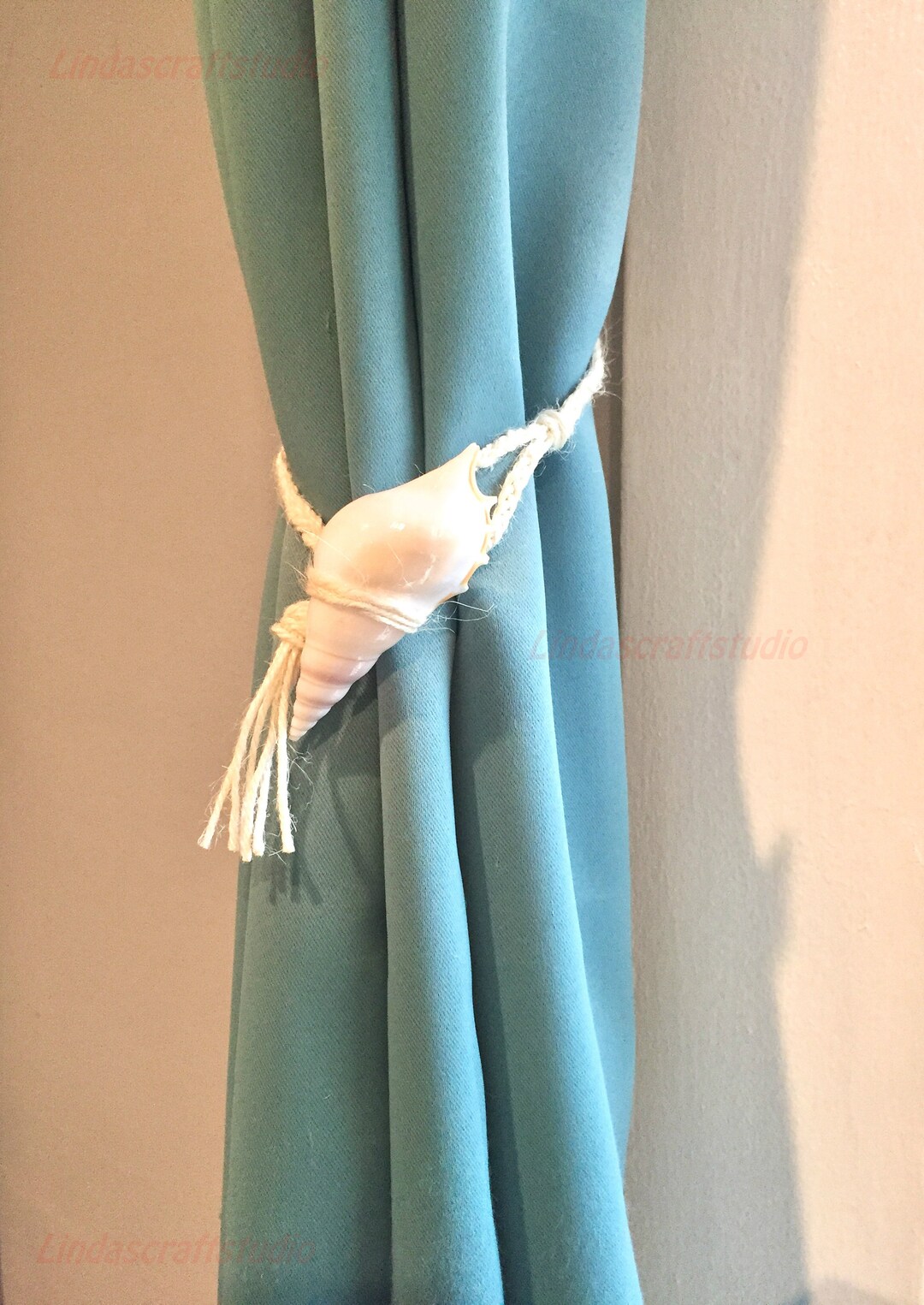 White Cone Shell Curtain Tiebacks,beach Style Tiebacks,hemp Rope ...