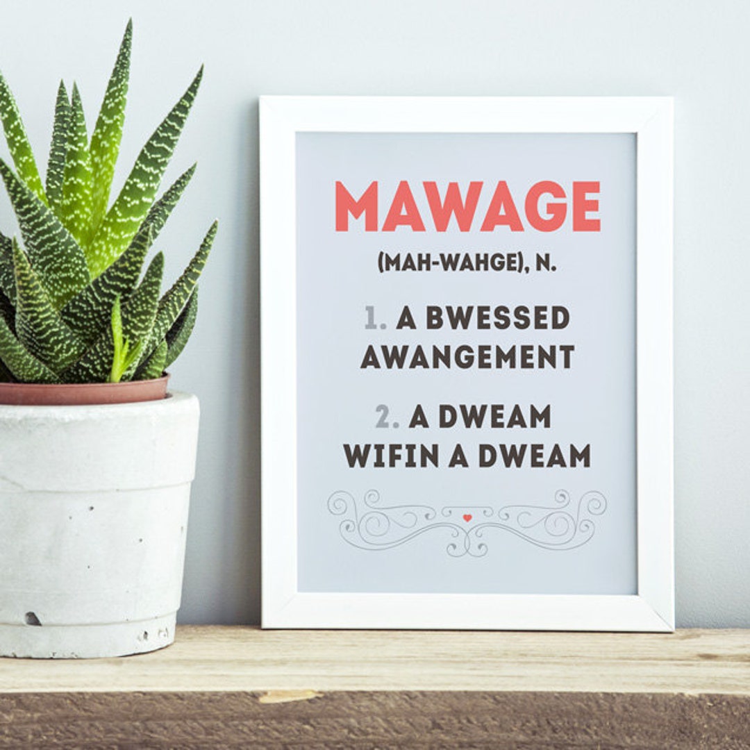 The Princess Bride "mawage" Definition Poster Printable Art, Wedding ...