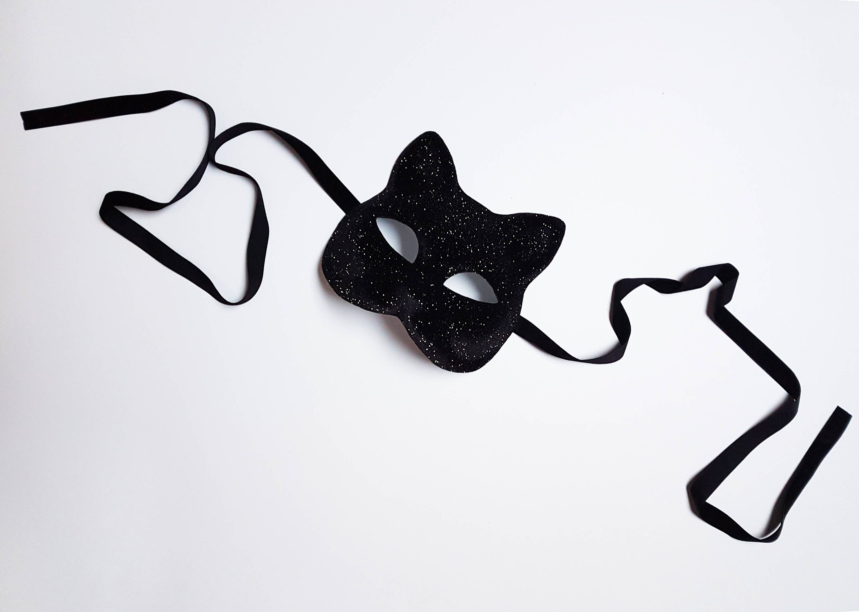 Black Fetish Wear Cat Ears Mask With Silver Glitter Handmade Item ...
