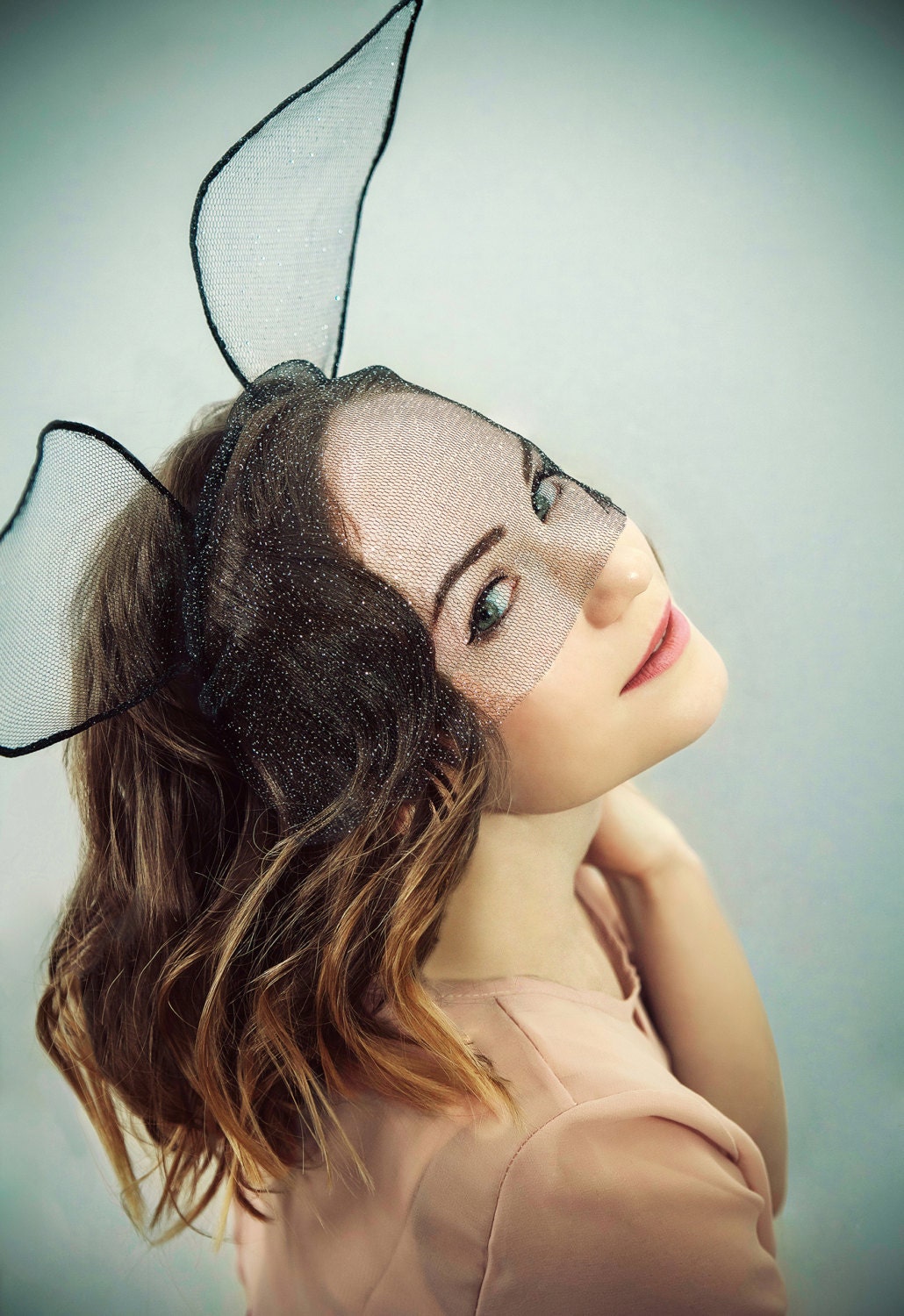 Bunny Ears Headband With Veil Sexy Rabbit Mask Headpiece Etsy