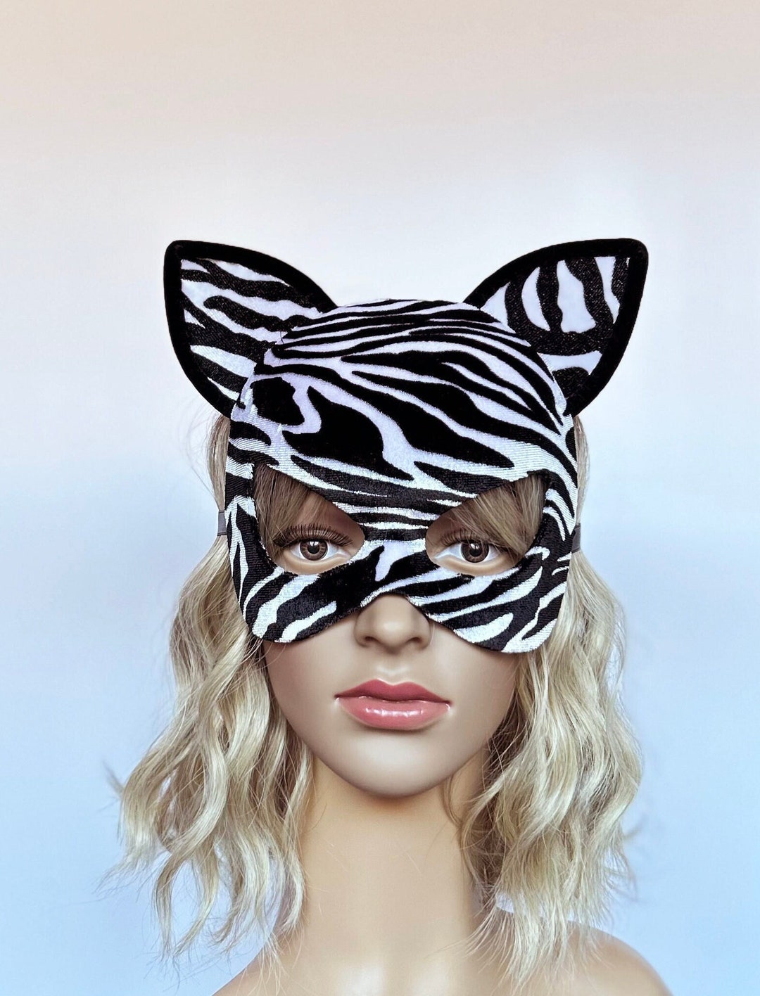 Cat Ears Mask With Zebra Pattern Handmade Item Masquerade Festival ...