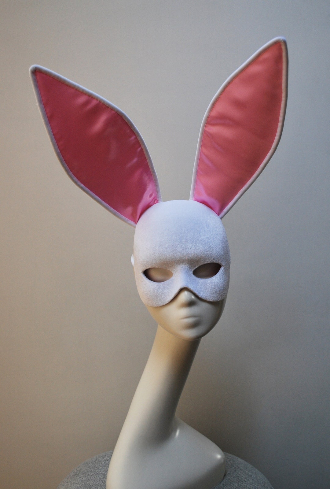 White Fetish Wear Rabbit Mask With Pink Ears Handmade Item Festival ...