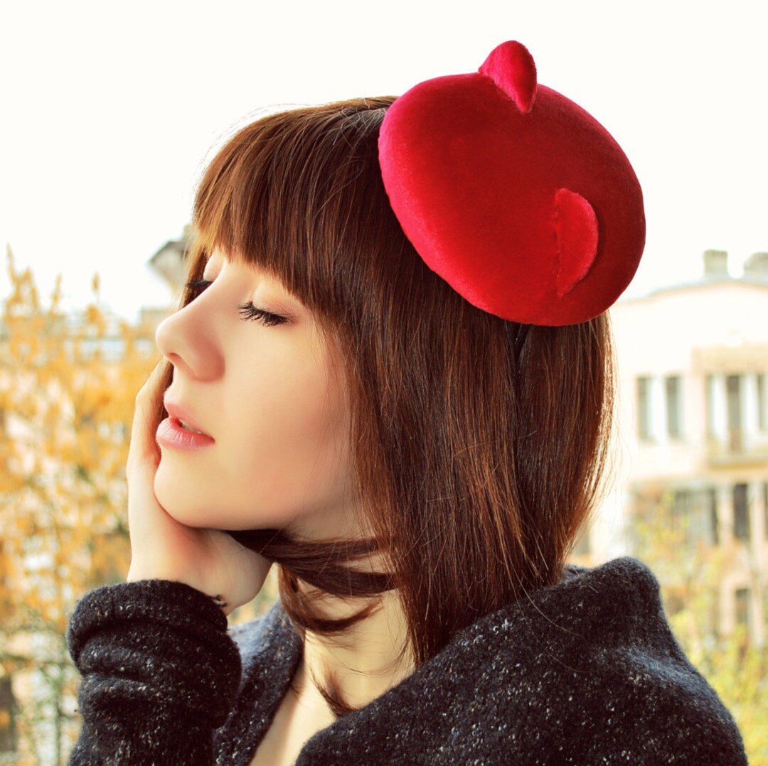 Red Cat Mini Hat - Handmade Item - Fascinator Hats - Etsy