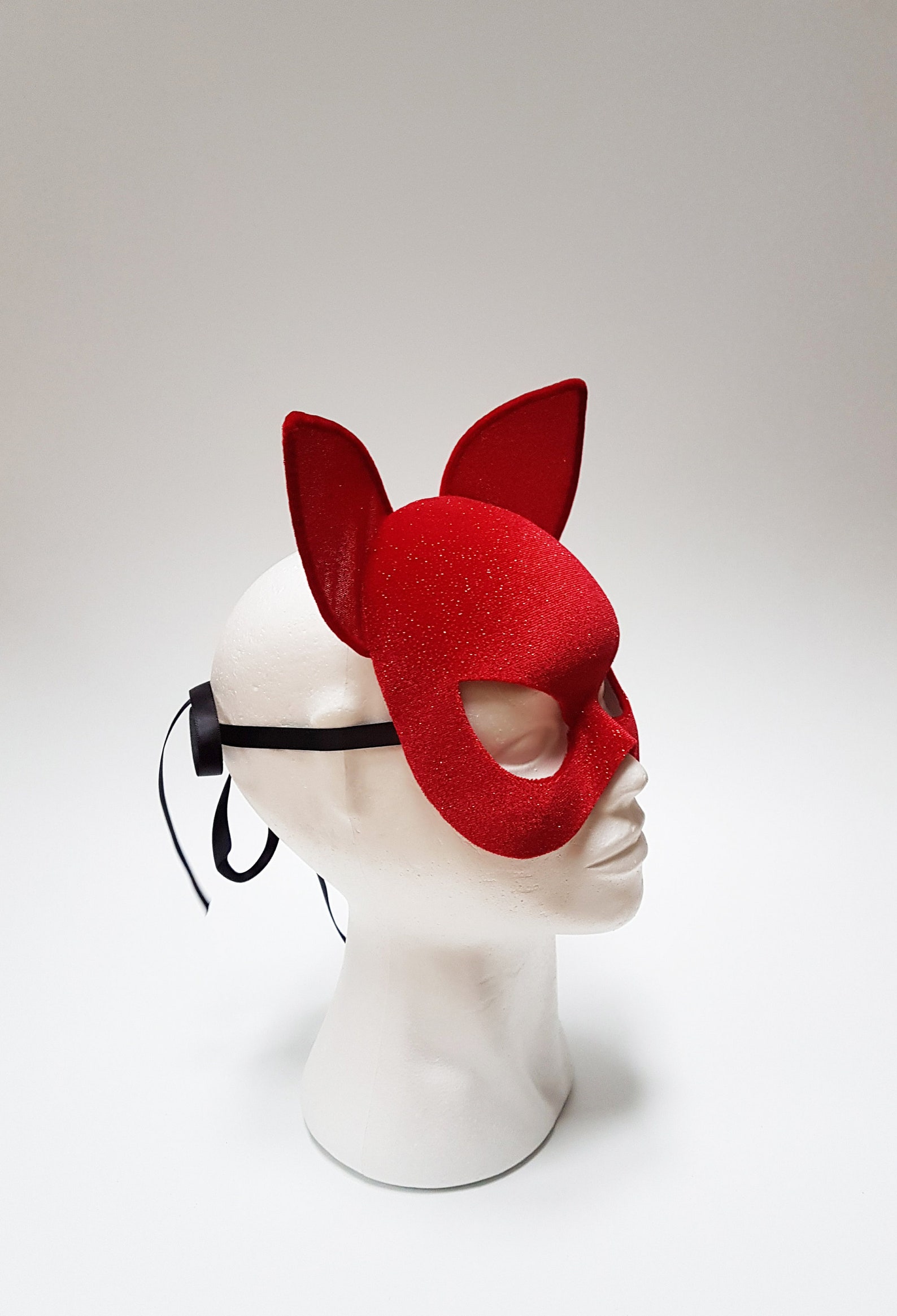 Red Cat Ears Mask Fetish Wear Handmade Item Festival Outfit - Etsy UK