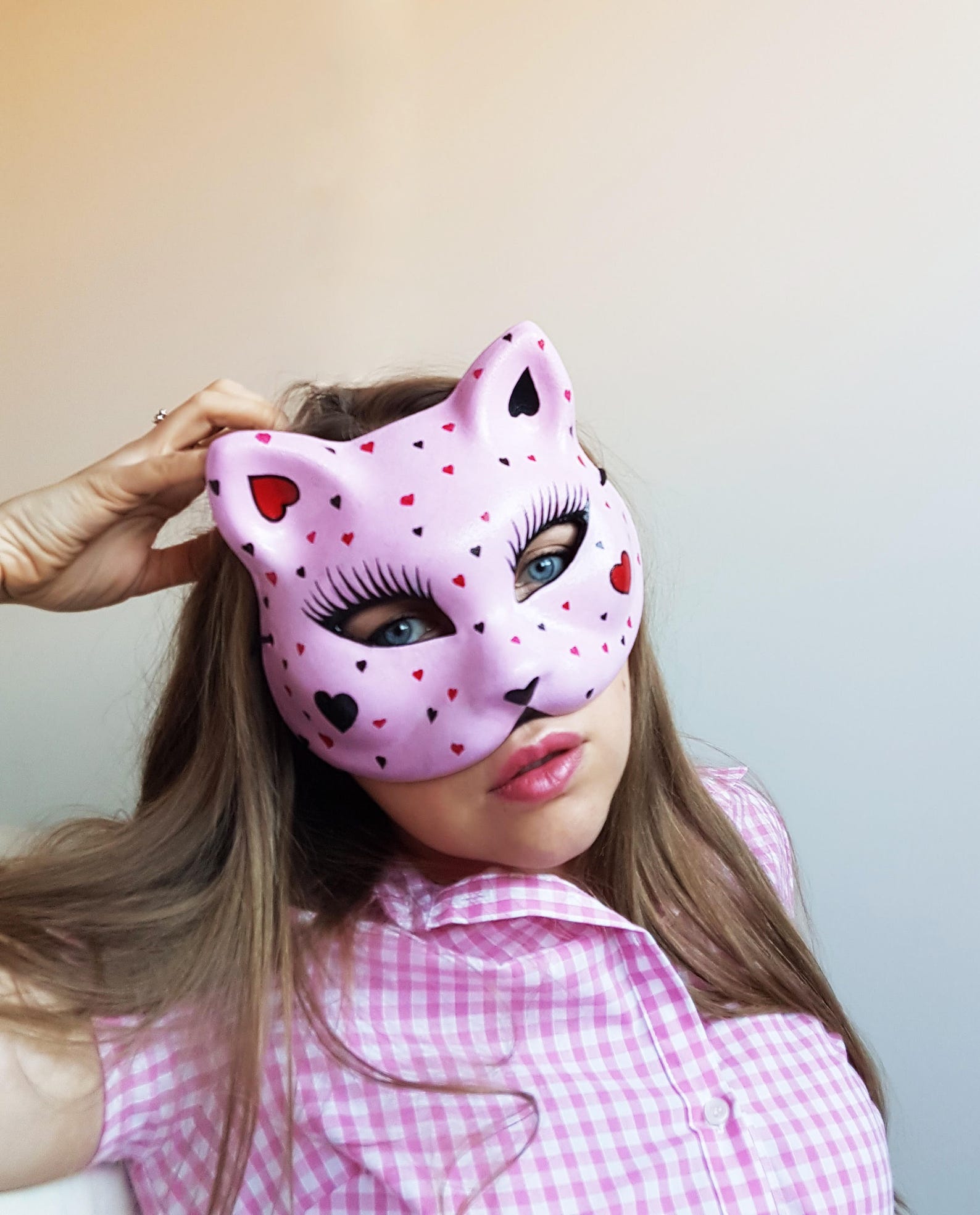 Pink Panther Mask / Catwoman / Pink Cat Mask / Cat Mask With - Etsy
