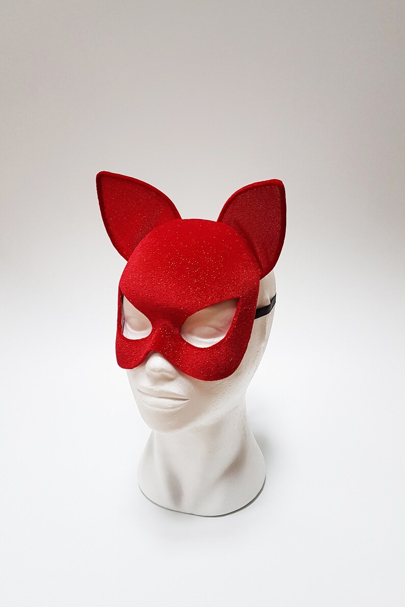 Red Cat Ears Mask Fetish Wear Handmade Item Festival Outfit - Etsy UK