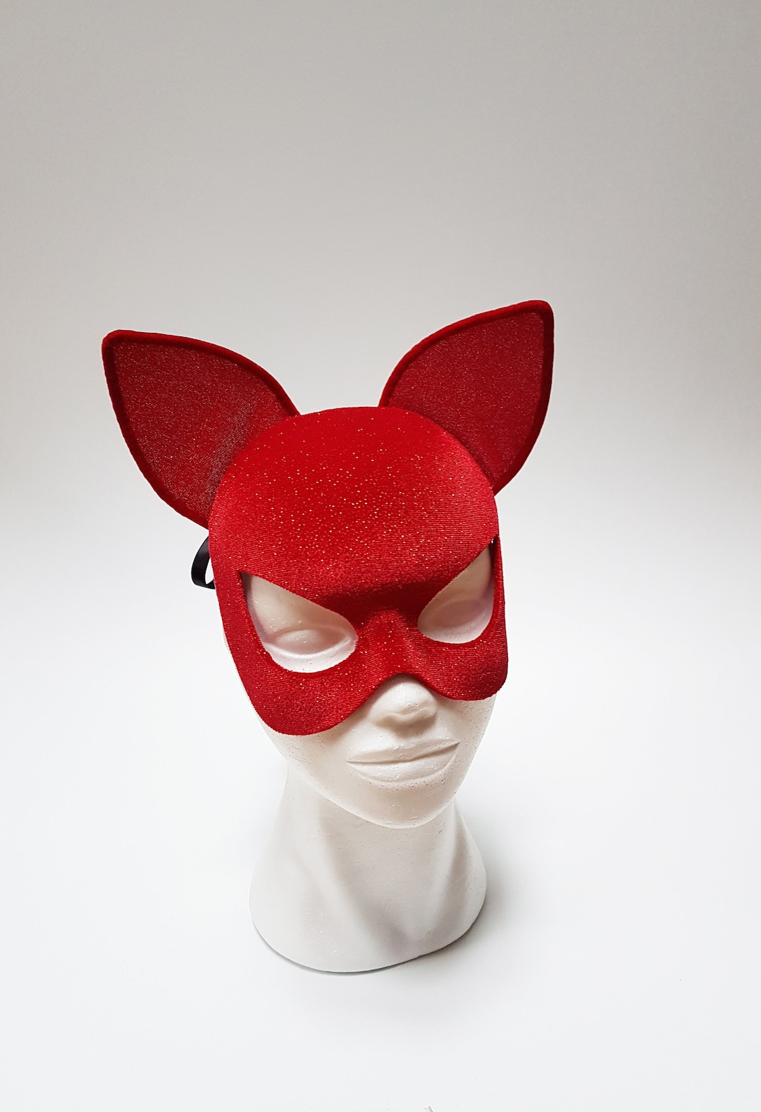 Red Cat Ears Mask Fetish Wear Handmade Item Festival Outfit - Etsy UK