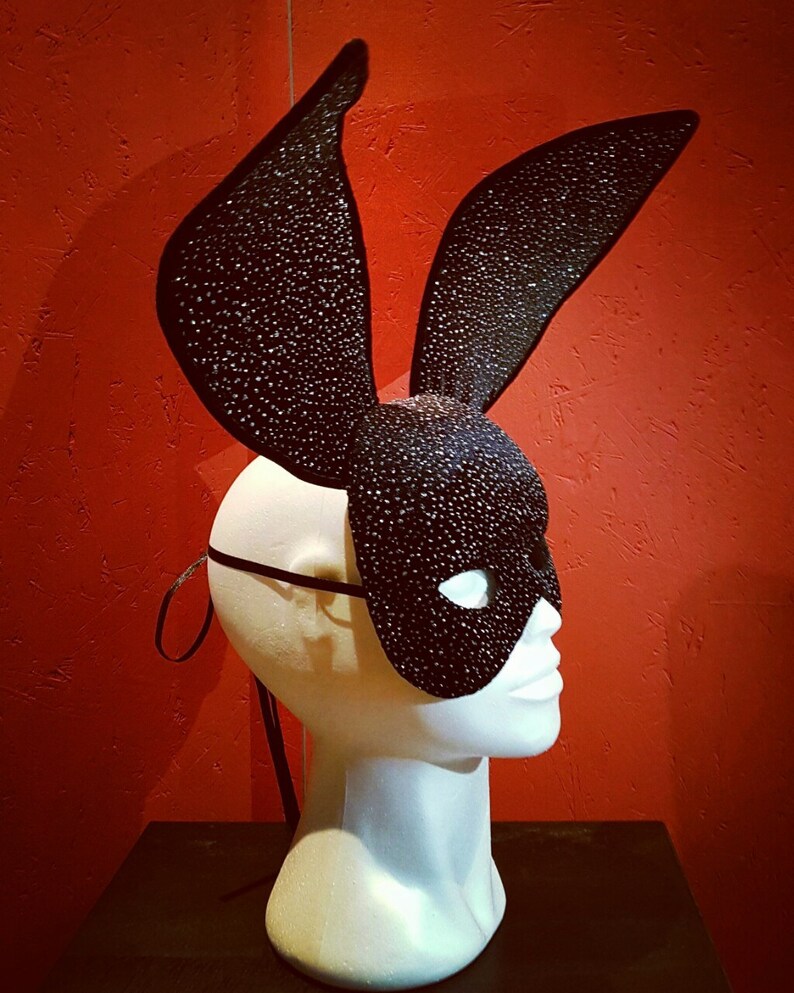 Silver Glitter Black Rabbit Mask: Handmade Masquerade Costume - Etsy