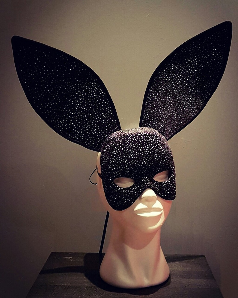 Silver Glitter Black Rabbit Mask: Handmade Masquerade Costume - Etsy