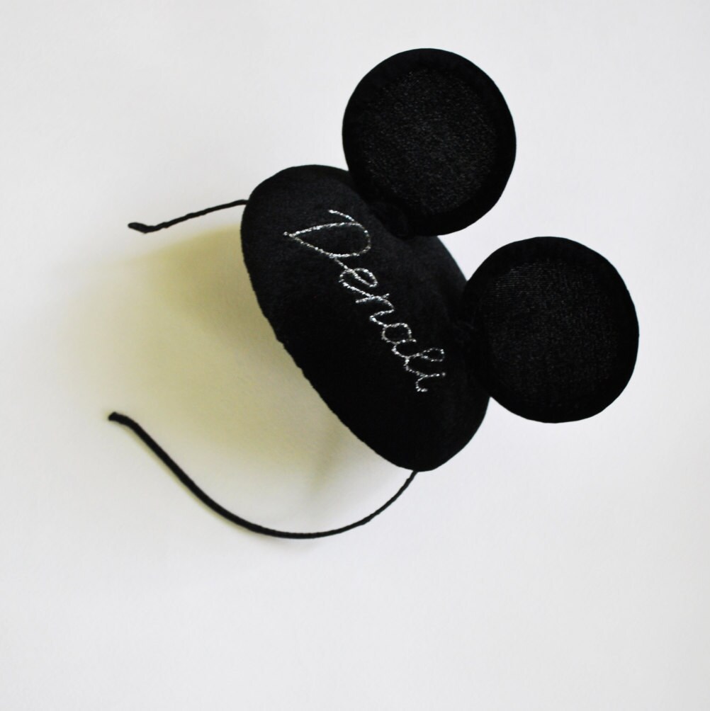 Black Mouse Mini Hat With Your Name - Handmade Item - Fascinator Hats ...