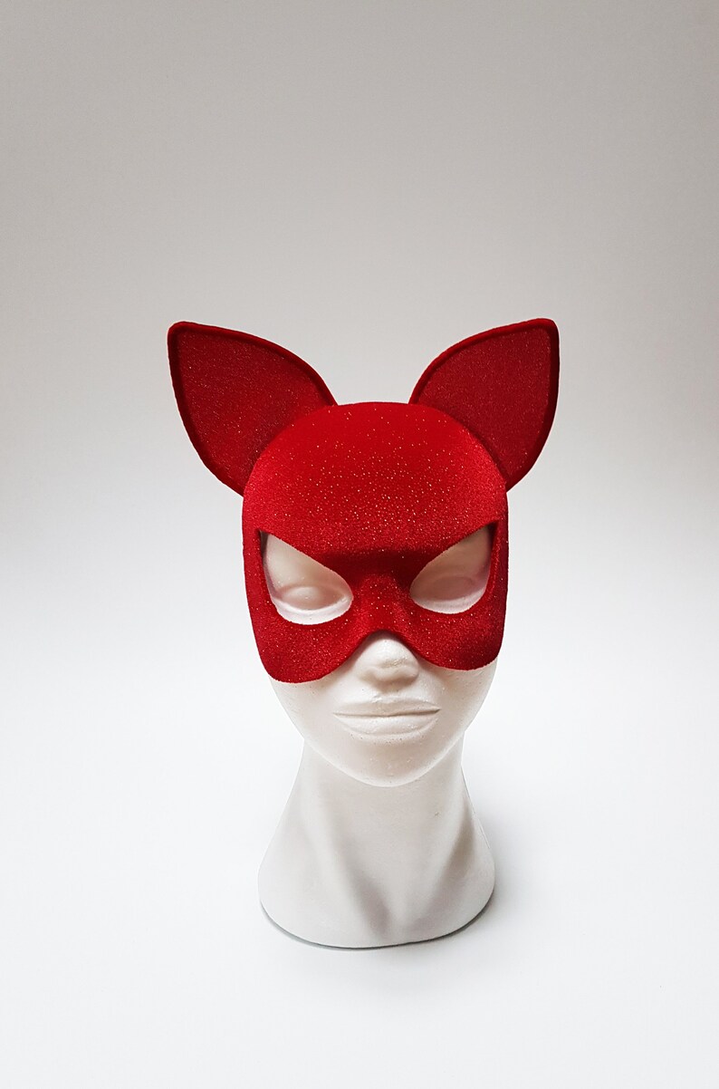 Red Cat Ears Mask Fetish Wear Handmade Item Festival Outfit - Etsy UK