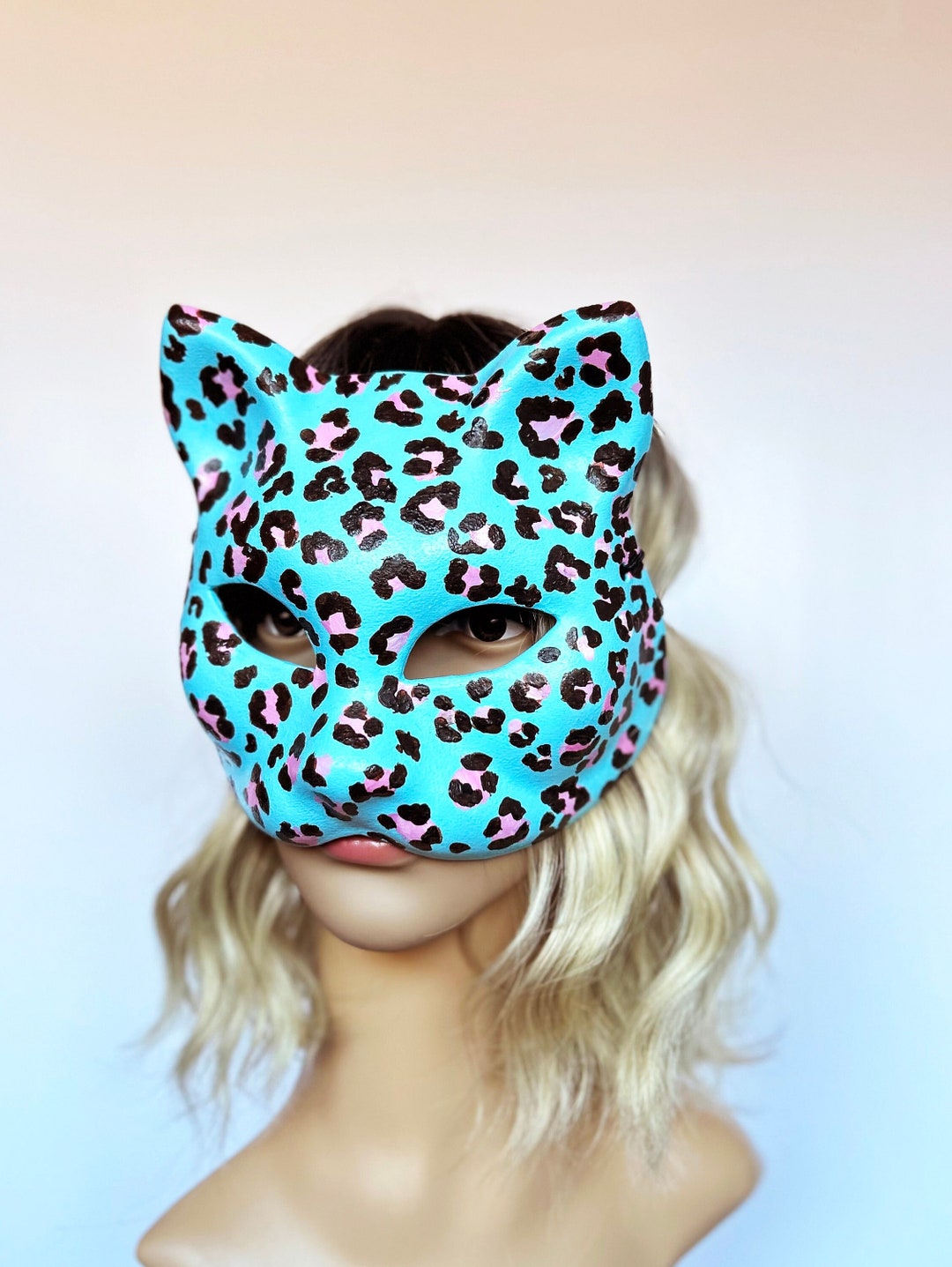 Mint Leopard Cat Ears Mask - Handmade Item -masquerade Festival ...