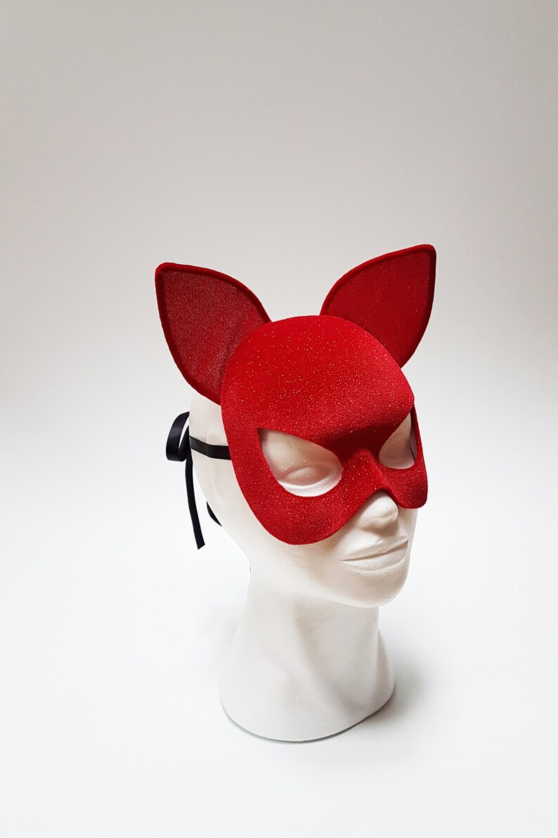 Red Cat Ears Mask Fetish Wear Handmade Item Festival Outfit - Etsy UK