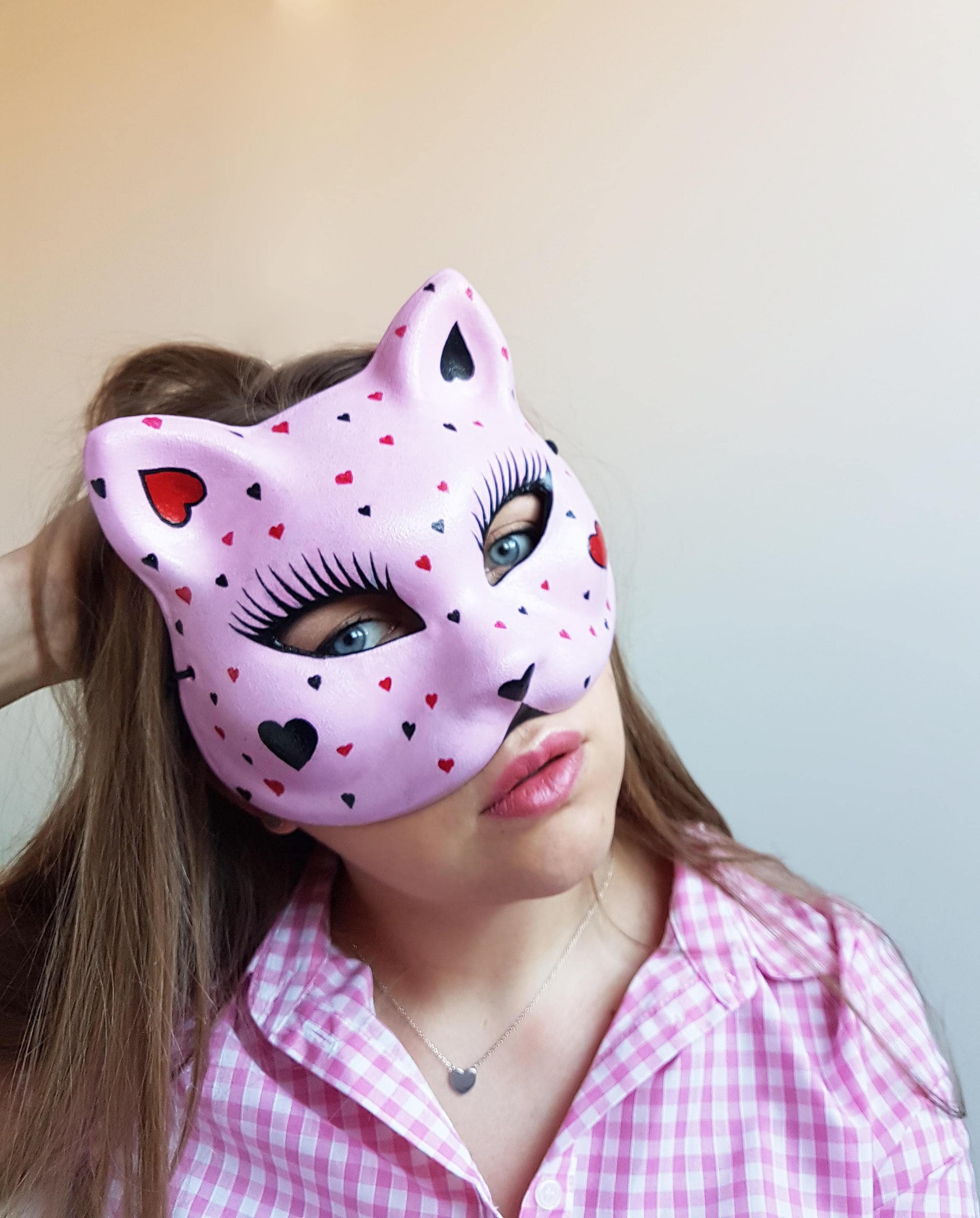 Pink Panther Mask / Catwoman / Pink Cat Mask / Cat Mask With - Etsy