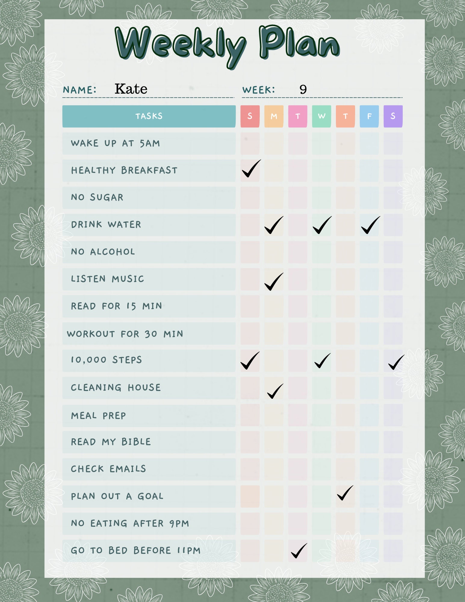 Digital Weekly Checklist - Etsy