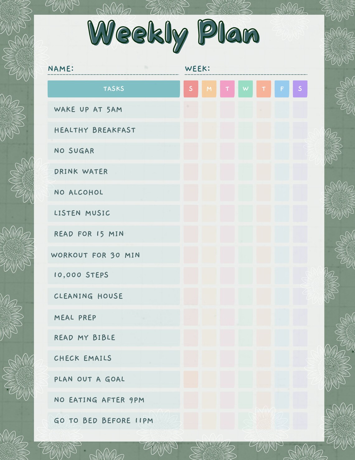 Digital Weekly Checklist - Etsy