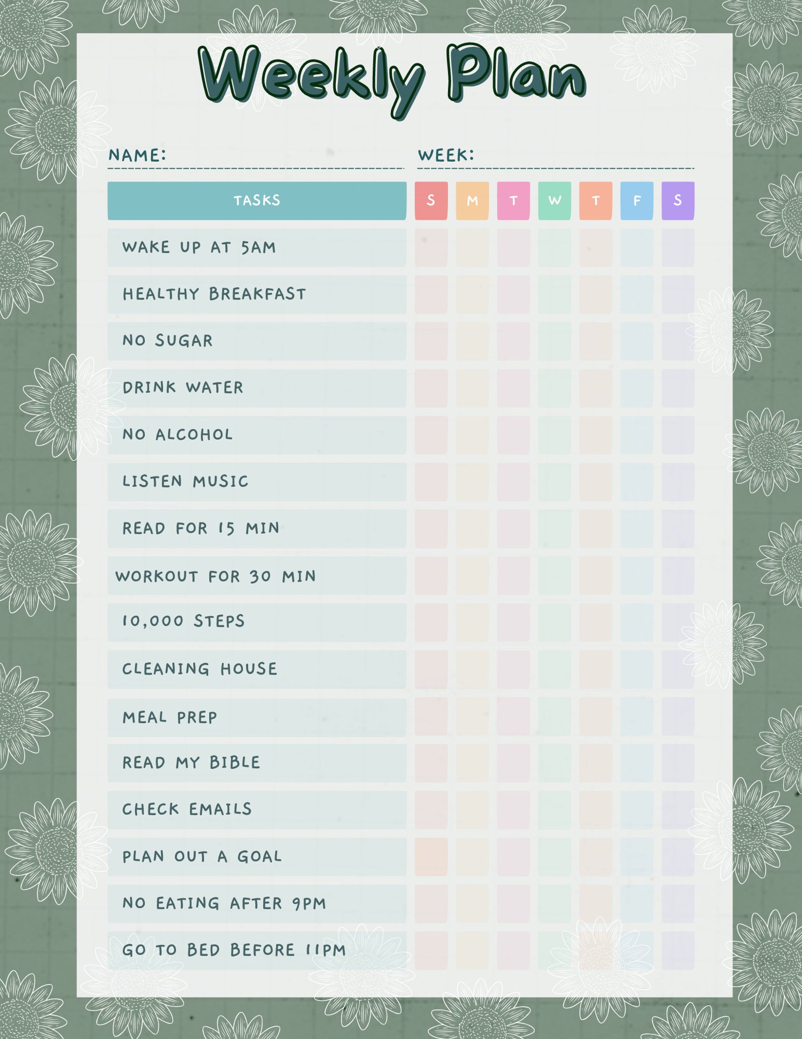 Digital Weekly Checklist - Etsy