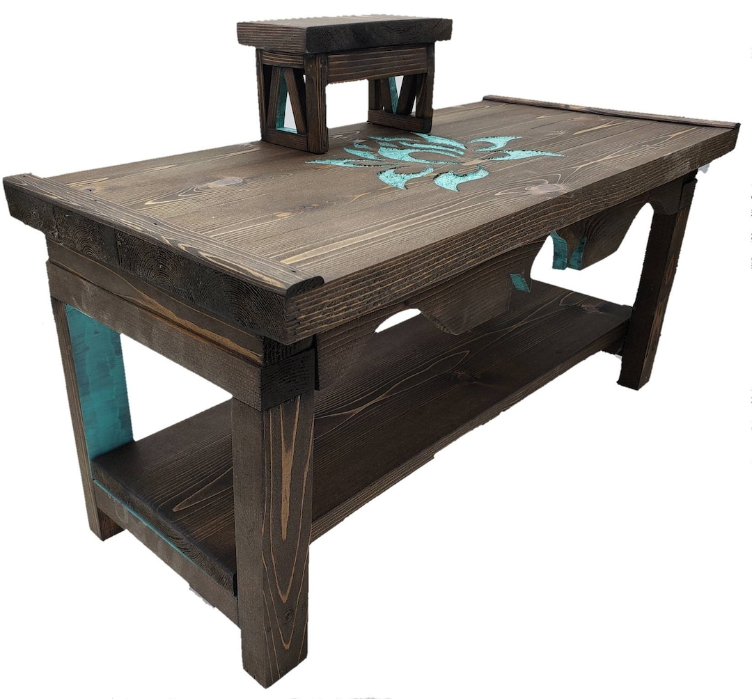 Pedestal Altar Table With Shelf - Choose Carving, Stain, and Accent ...