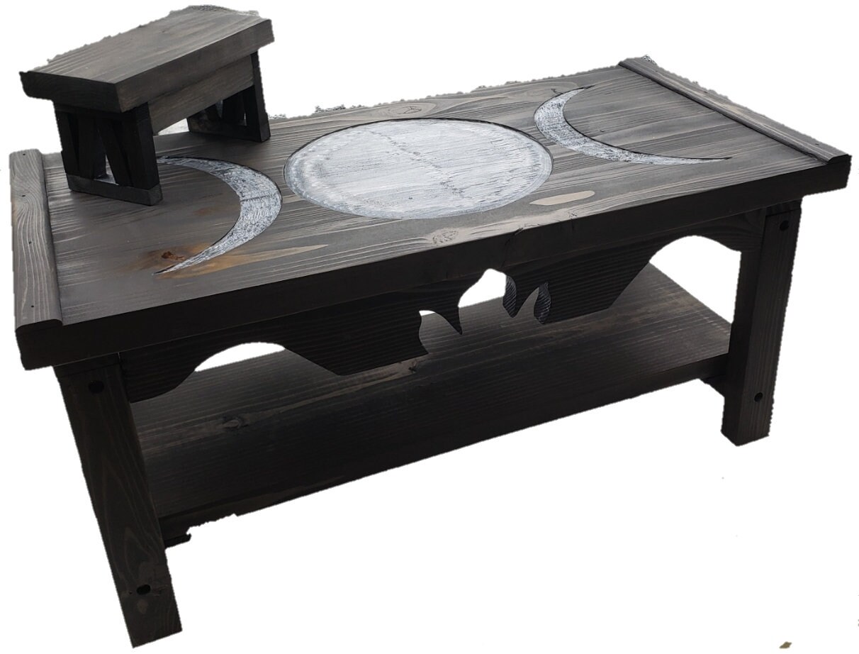 Triple Moon Goddess Pedestal Altar Table With Shelf - Etsy