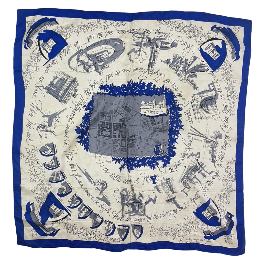 Vintage Yale University Scarf 1950s Silk Square Ascot Neckscarf - Etsy