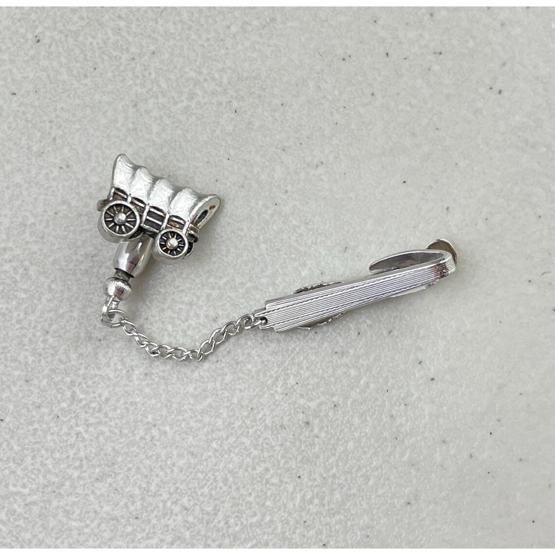 Vintage Covered Wagon Tie Clip & Tack Pin 1960s Hickok Silver Tone ...