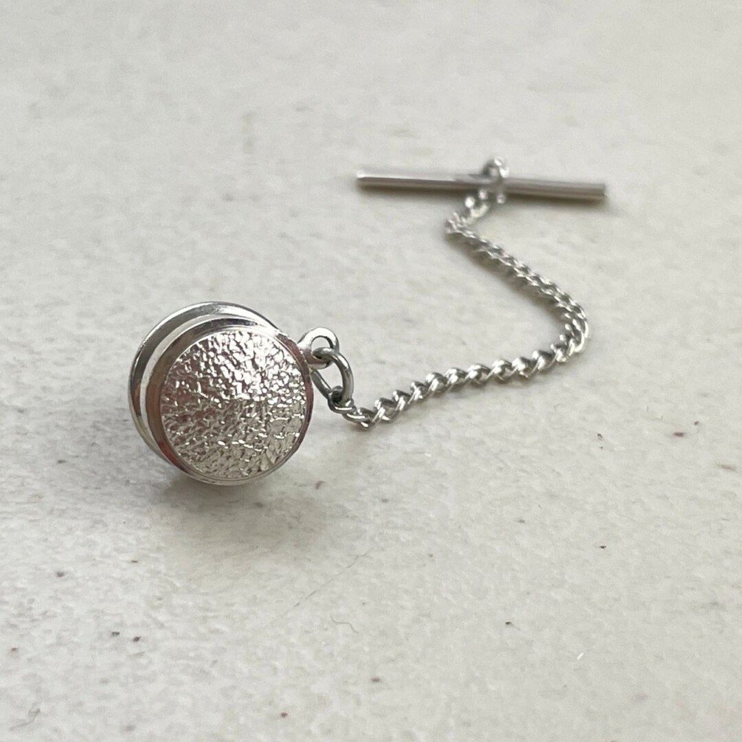 Vintage Swank Circle Tie Tack 1960s Silver Tone Metal Necktie Pin With ...