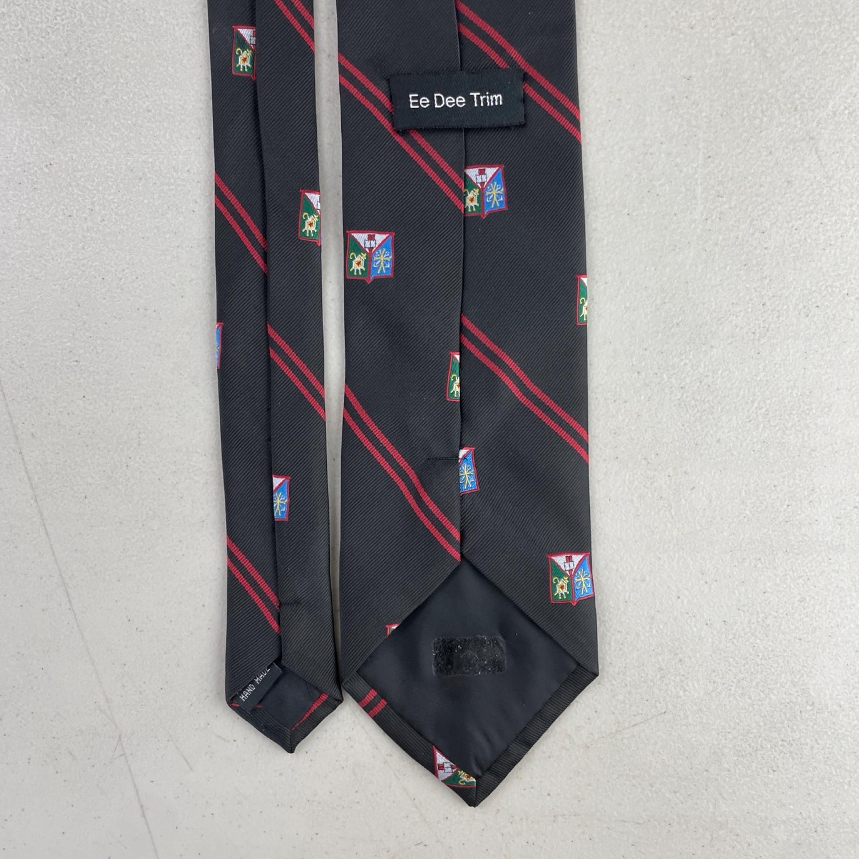 Vintage Prep School Striped Tie 1990s Twill Black Jacquard Shield Logo ...