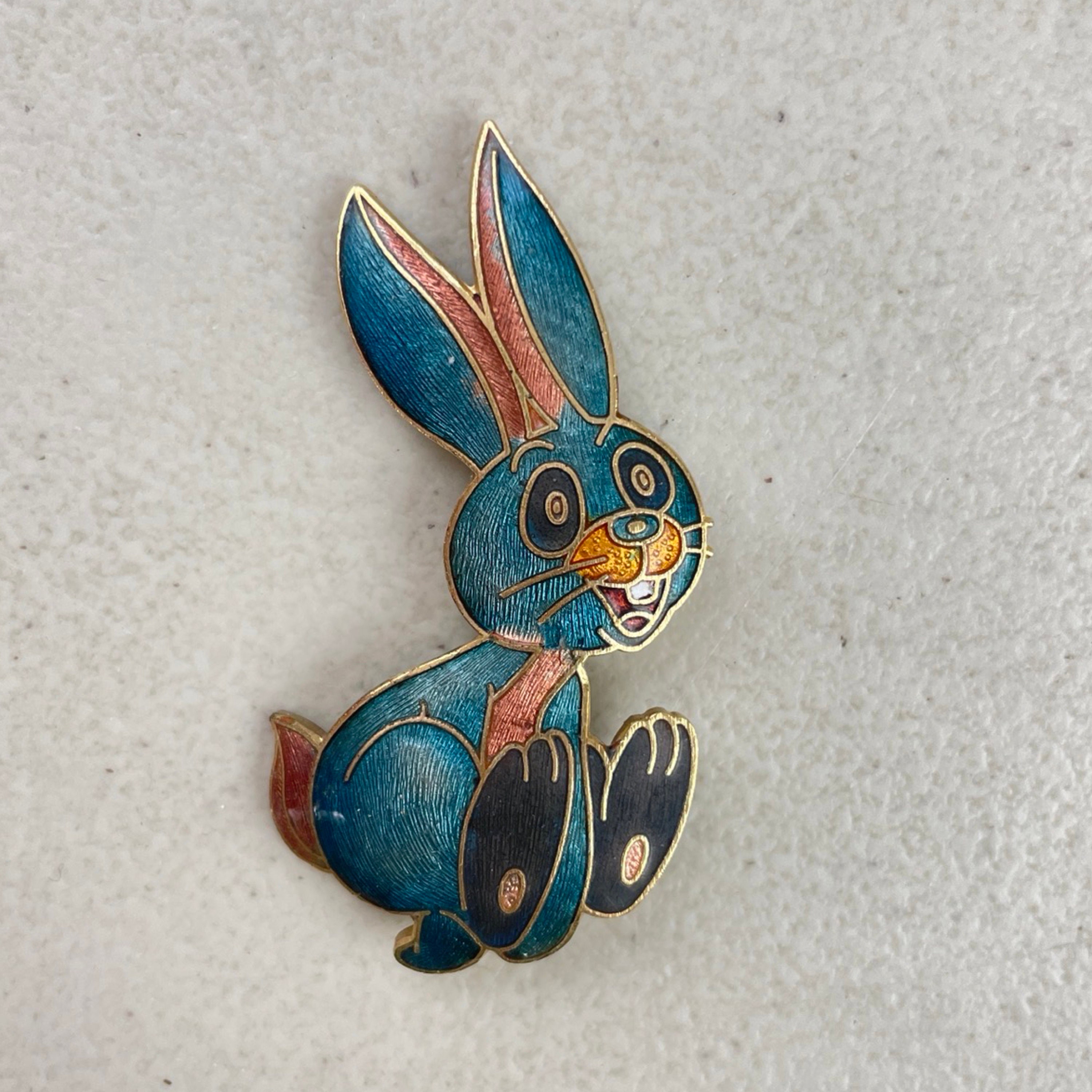 Vintage Cartoon Rabbit Pin 70s Metal & Enamel Bunny Hare - Etsy