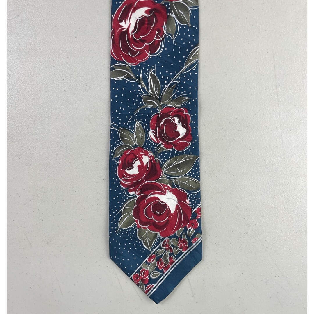 Vintage Silk Roses Tie, 1990s Floral Print Necktie, 90s Embossed Satin ...