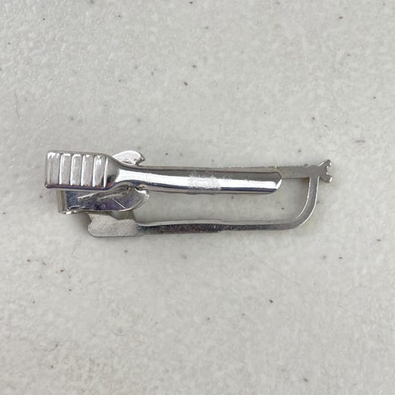 Vintage Hacksaw Tie Bar 1970s Silver Tone Metal Saw N… - Gem