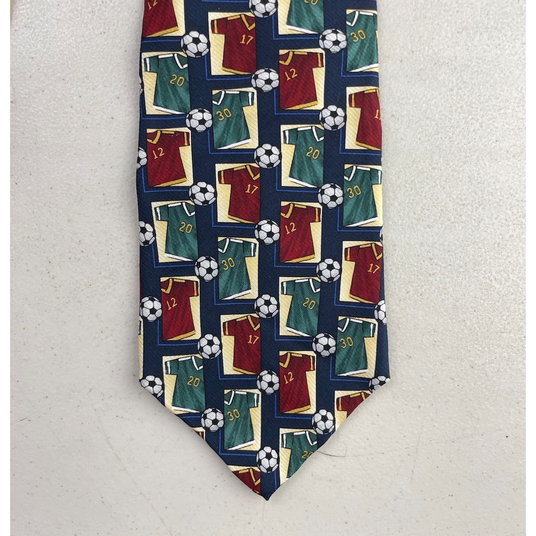 Vintage Soccer Jersey Tie 1990s Sports Football Silk Necktie - Etsy