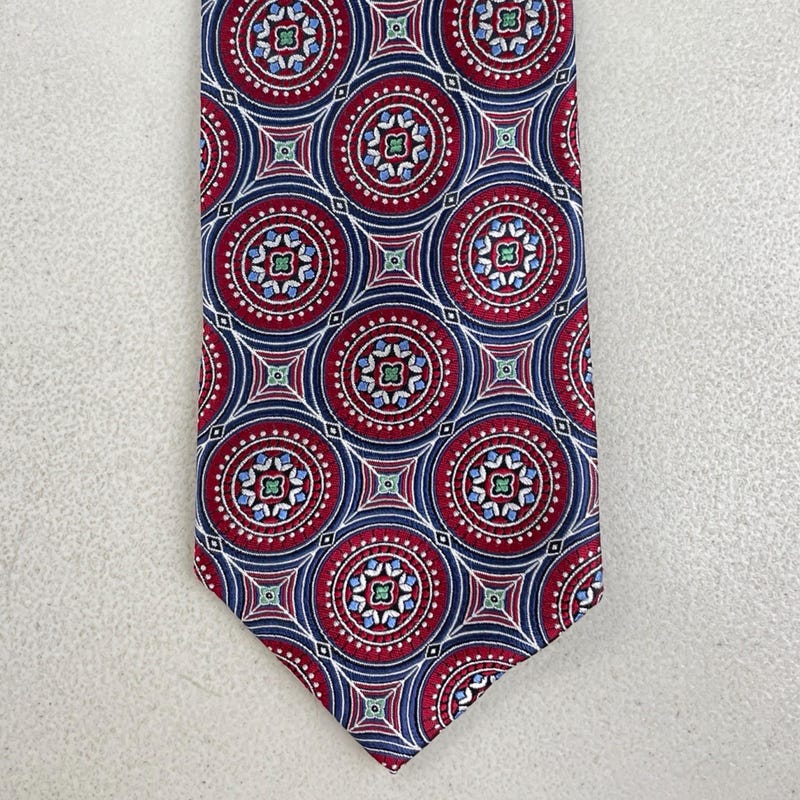 Red Medallion Silk Tie - Etsy