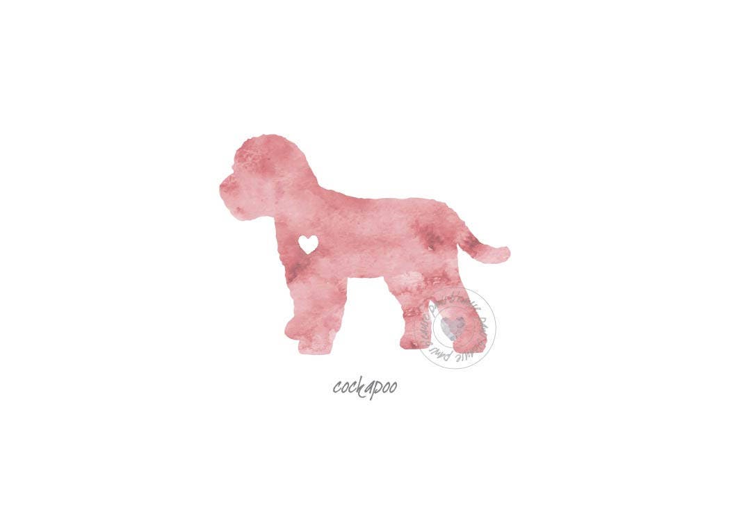 Cockapoo Dog Watercolor Painting Digital Art Print Silhouette | Etsy